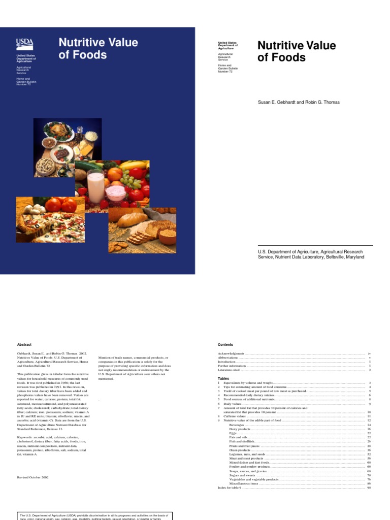 Nutritive Value of Foods | PDF | Beef | Whole Grain