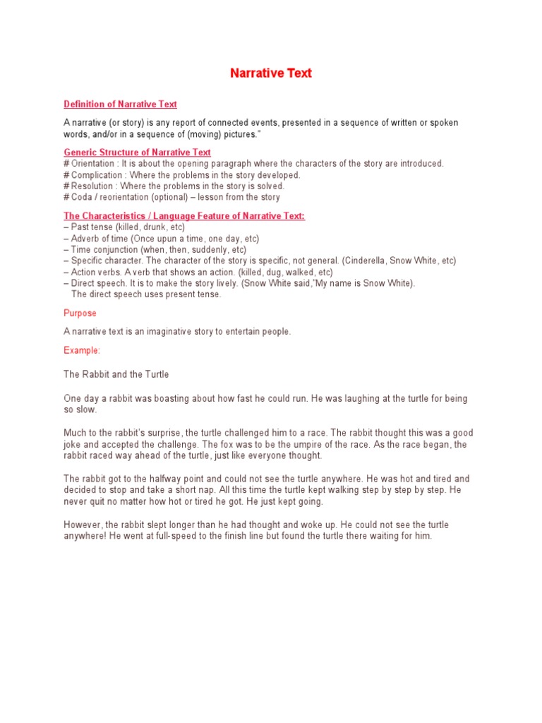 Definition of Narrative Text | PDF