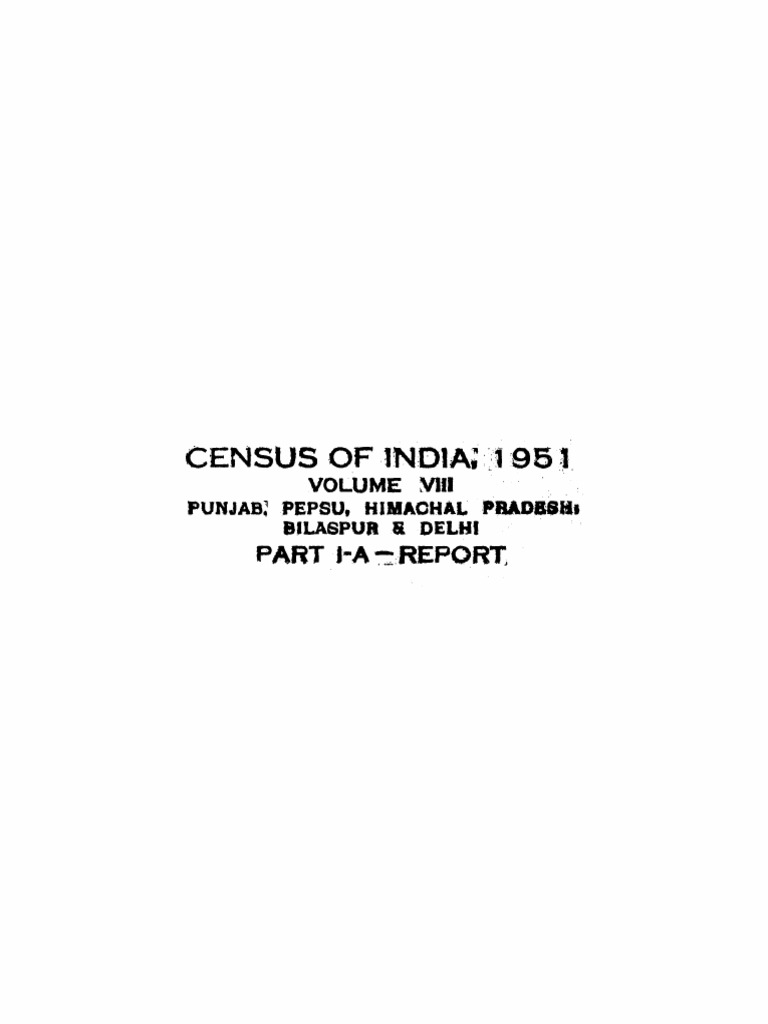 Census of India, 1951, Contents - Punjab PDF | PDF | Statistical Data ...