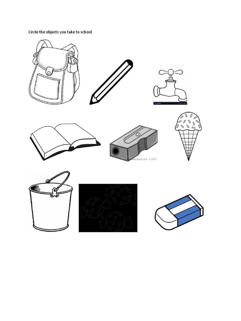 Circle The Objects You Take To School | PDF