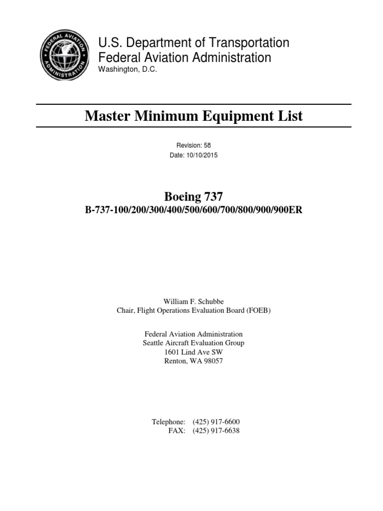 Master Minimum Equipment List: U.S. Department of Transportation ...