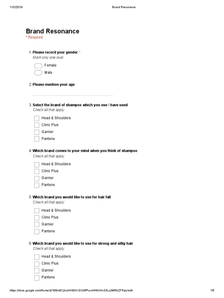 Brand Resonance Survey for Shampoo | PDF | Brand | Marketing