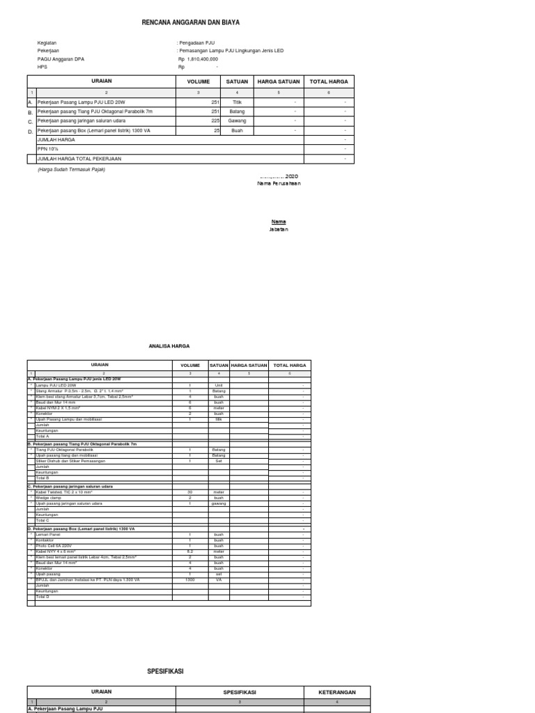 RAB PJU LINGKUNGAN 20W Rev | PDF