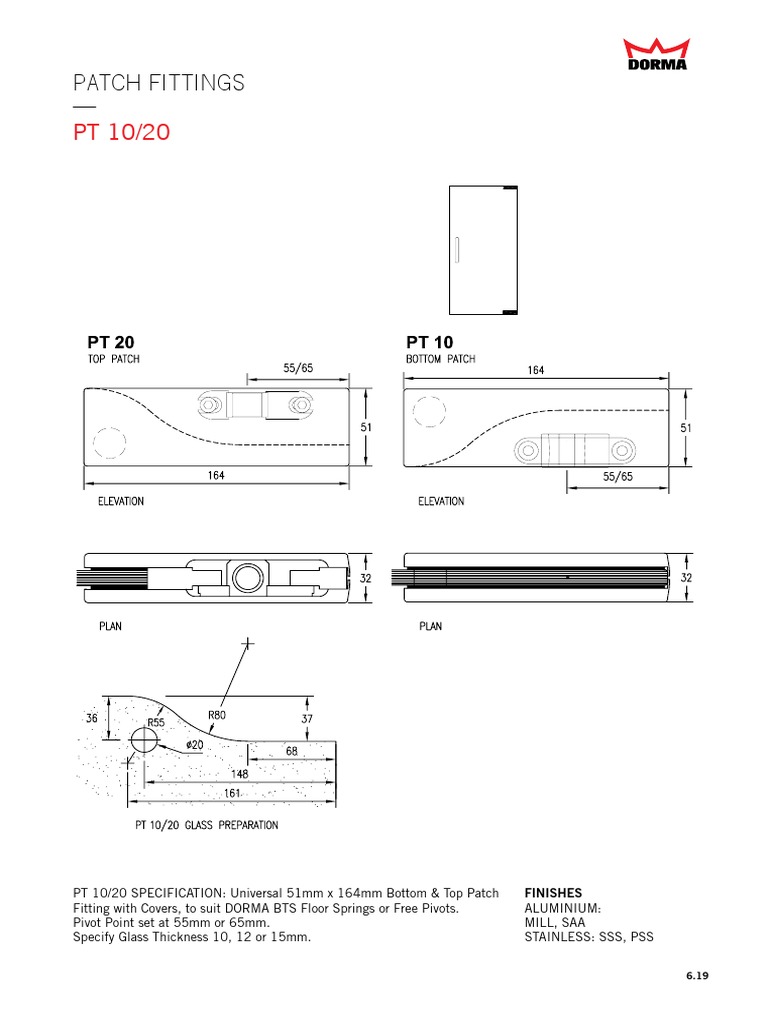 Dorma Patch Fittings Specifications | PDF | Door | Components