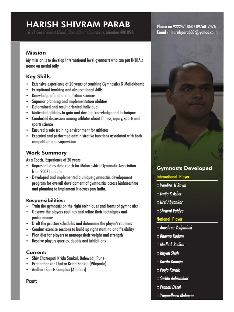 Harish Shivram Parab: Mission | PDF | Gymnastics | Sports