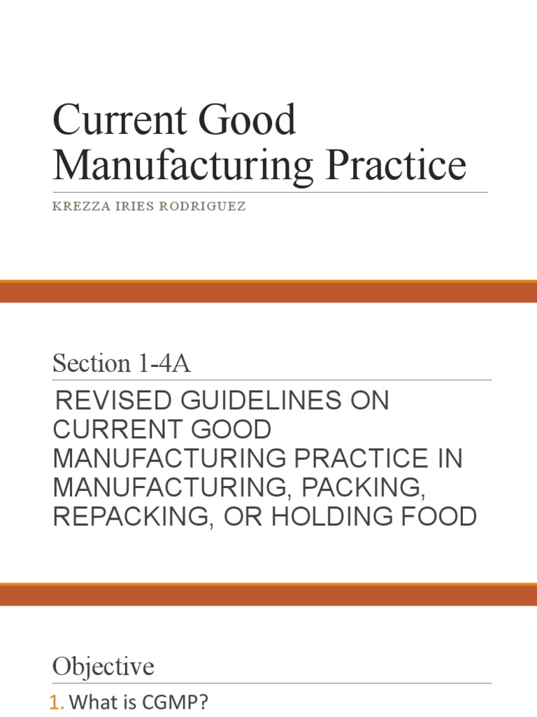 Current Good Manufacturing Practice: Krezza Iries Rodriguez | PDF ...