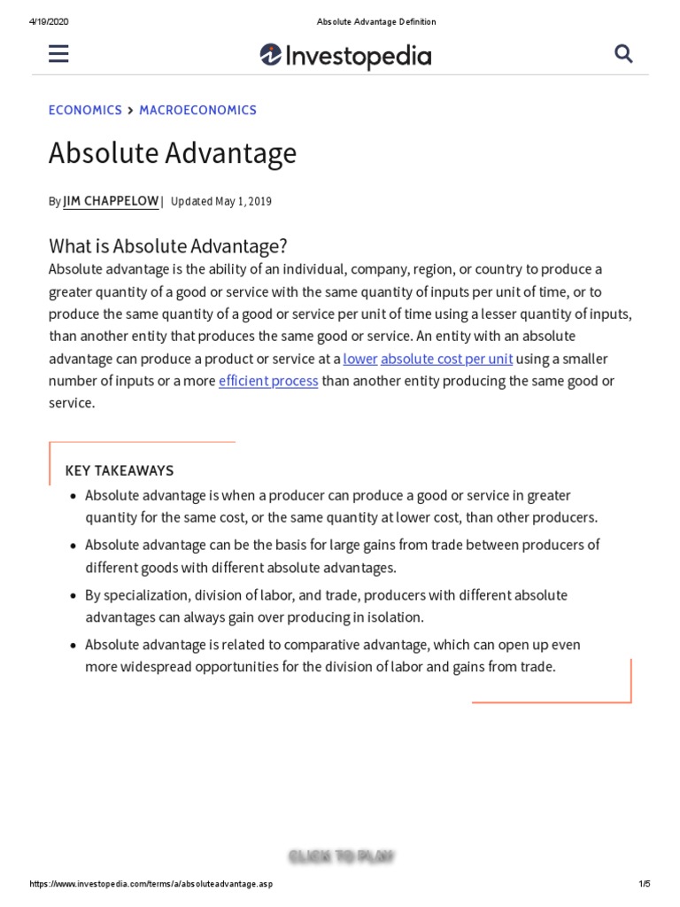 Absolute Advantage Definition | PDF | Comparative Advantage | Economics
