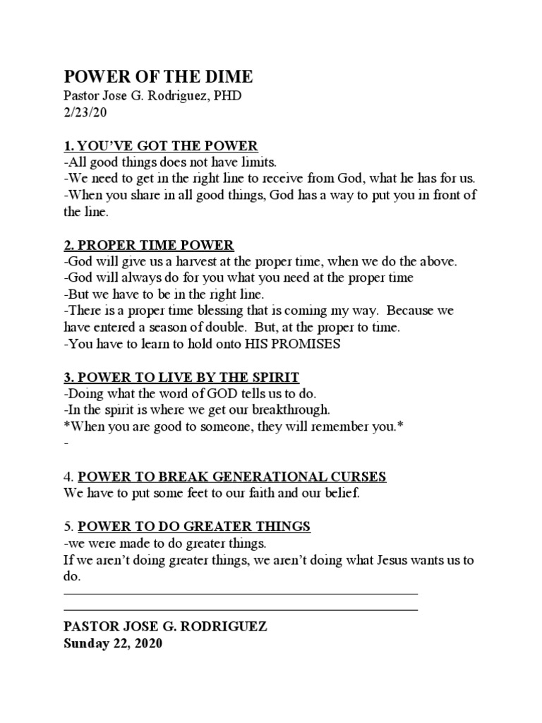 Power of The Dime | PDF | Faith | Faith Healing