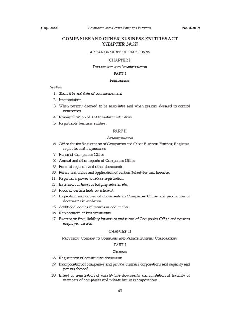 Companies and Other Business Entities Act Printflow PDF | PDF ...