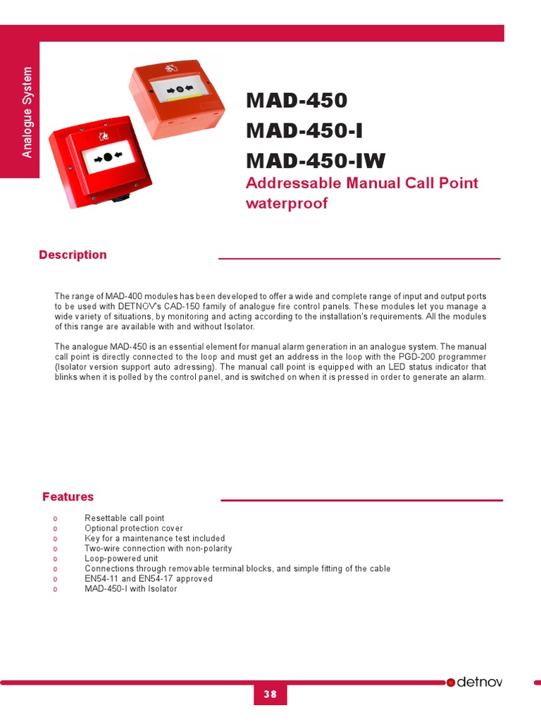 MAD-450 MAD-450-I MAD-450-IW: Addressable Manual Call Point Waterproof ...
