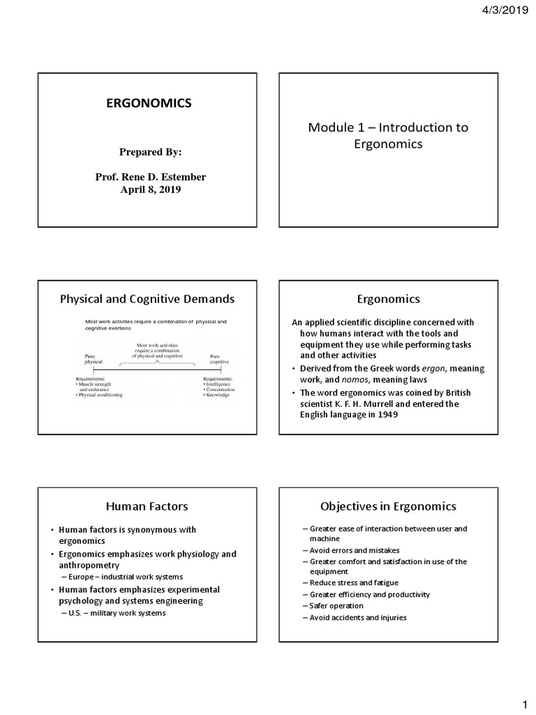 Review Materials in Ergonomics | PDF | Human Factors And Ergonomics ...