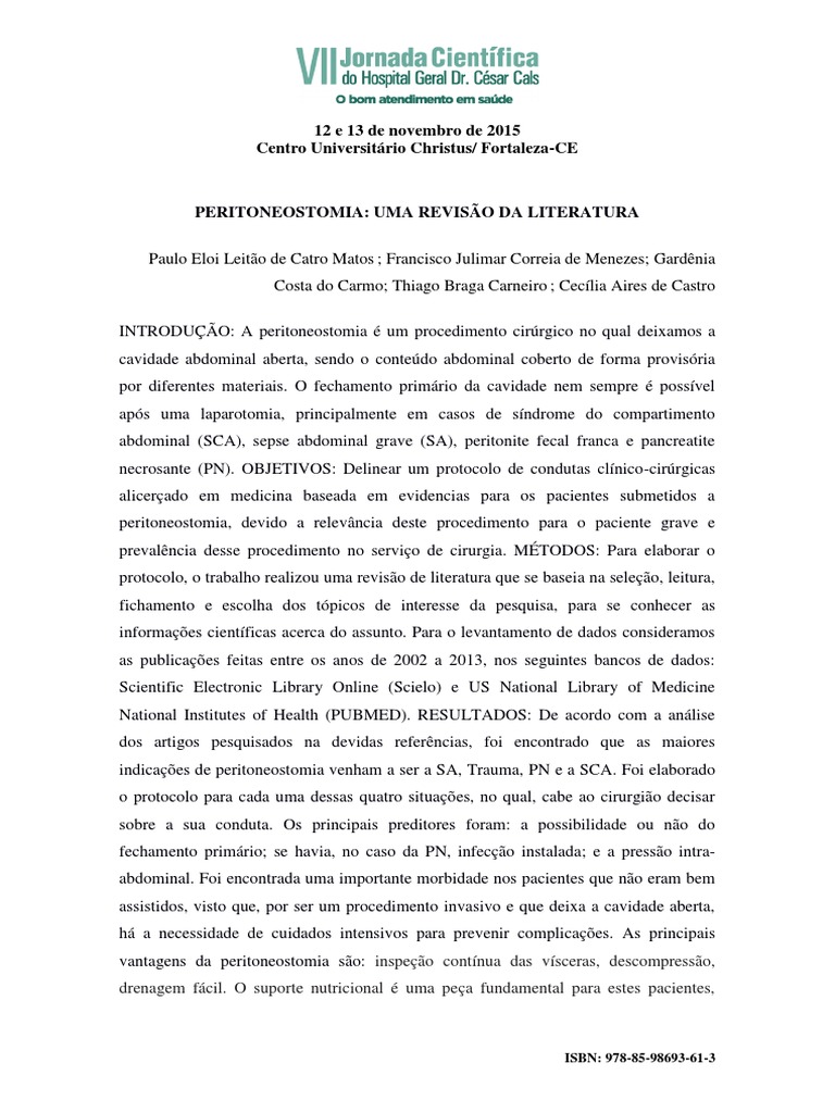 Peritoneostomiauma Revisao Da Literatura PDF | PDF | Infecção ...