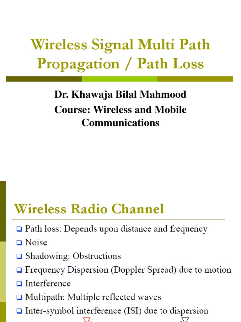 Lecture-12 - Wireless Signal Multi Path Propagation - Path Loss | PDF