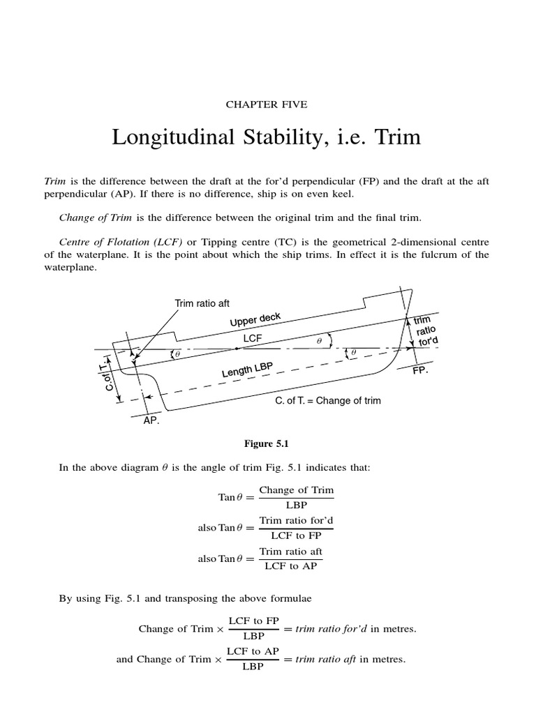 Longitudinal Stability, I.E. Trim | PDF | Ships | Shipbuilding