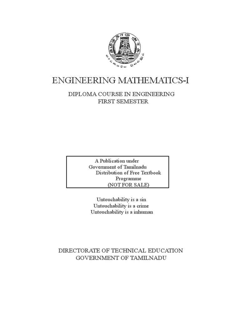 Engineering Mathematics-I: Diploma Course in Engineering First Semester ...