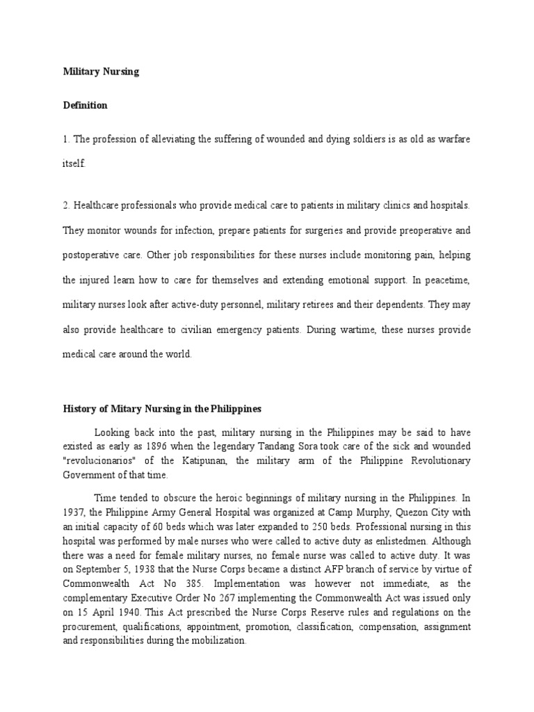 Military Nurses | PDF | Nursing | Corps