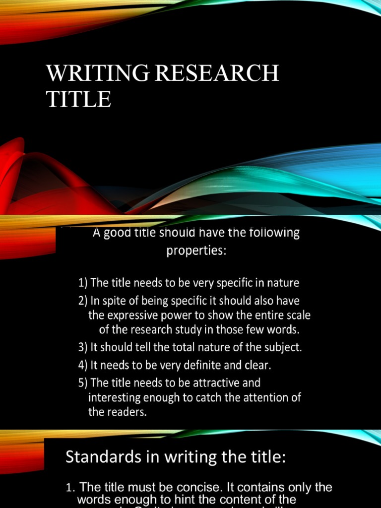 Writing Research Title | PDF
