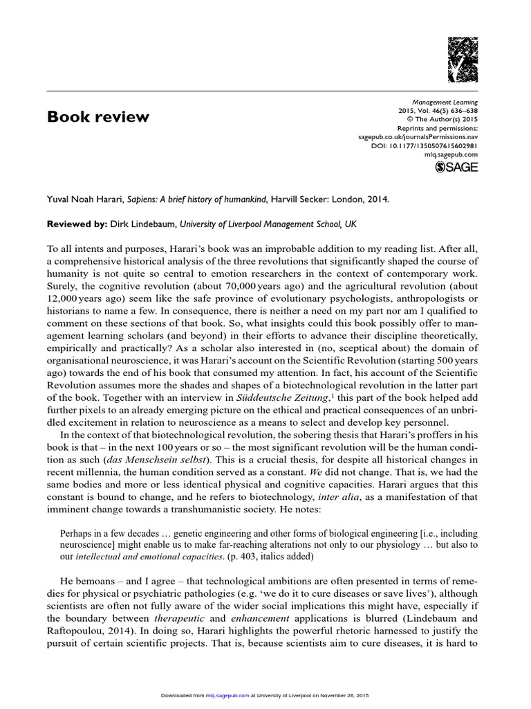 Book Review: Reviewed By: Dirk Lindebaum, University of Liverpool ...