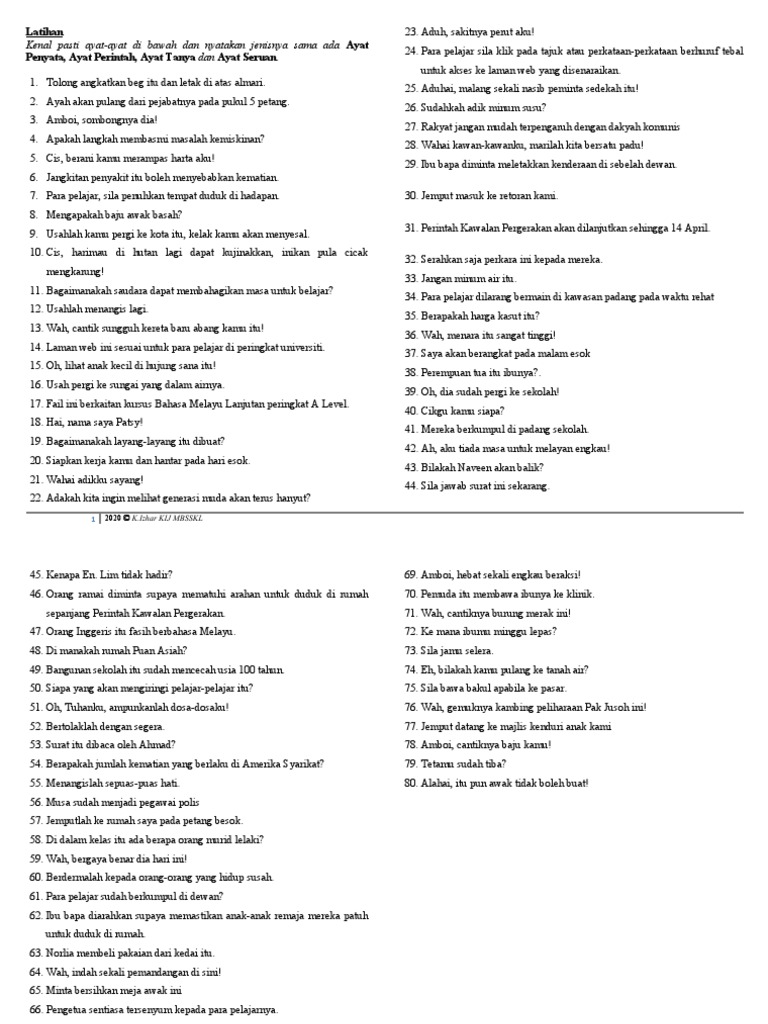 Latihan Analisis Ragam Ayat | PDF