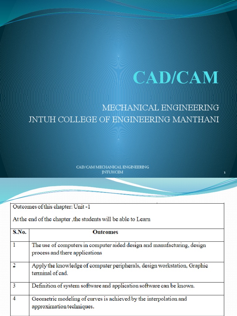 Cad/Cam: Mechanical Engineering Jntuh College of Engineering Manthani | PDF