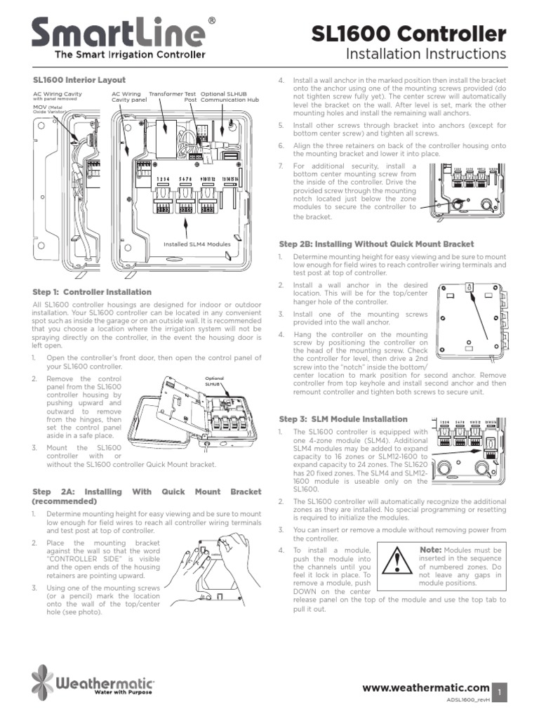 SmartLine SL1600 Conroller Installation Instructions | PDF | Electrical ...