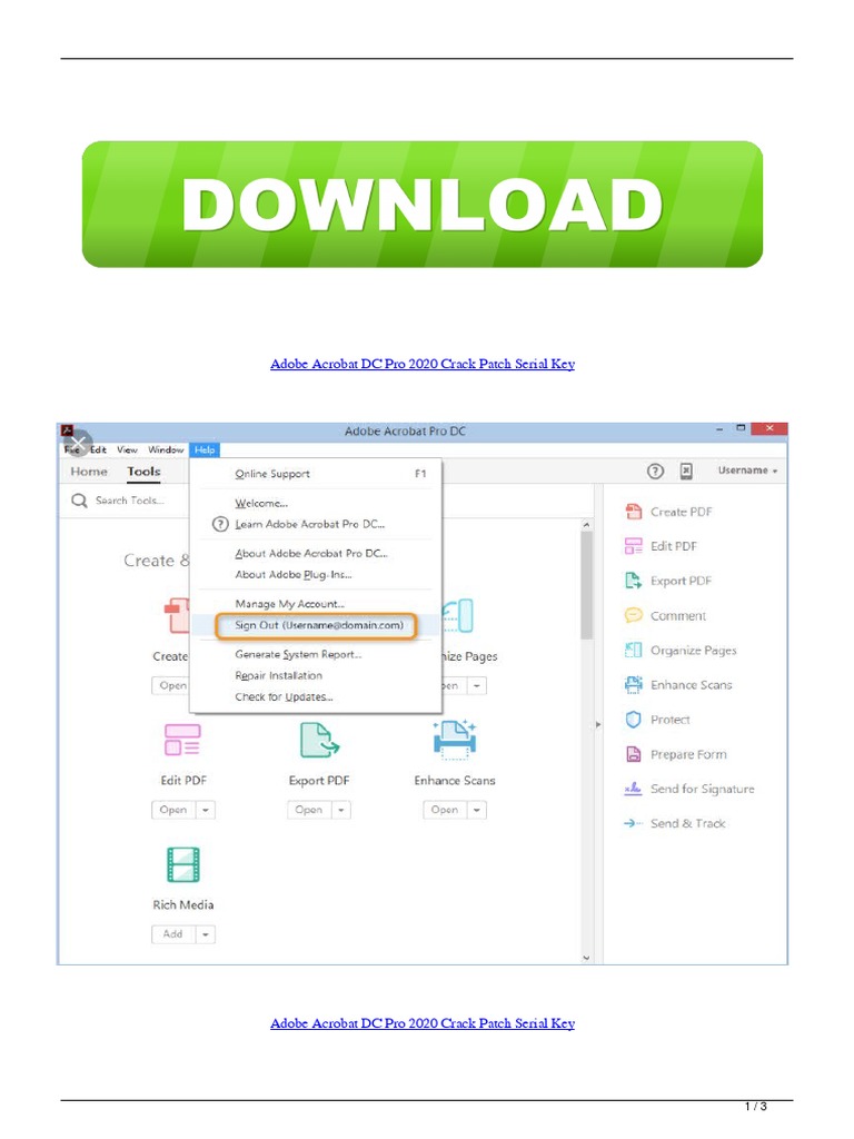Adobe Acrobat DC Pro 2020 Crack Patch Serial Key | PDF | Software ...