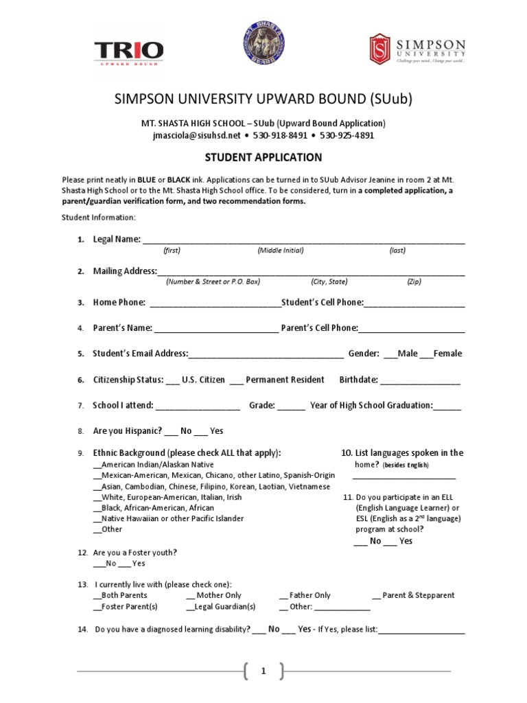 SUub Student Application PDF | PDF | University And College Admission ...