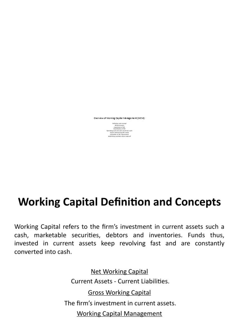 Overview of Working Capital Management (WCM) | PDF | Working Capital ...