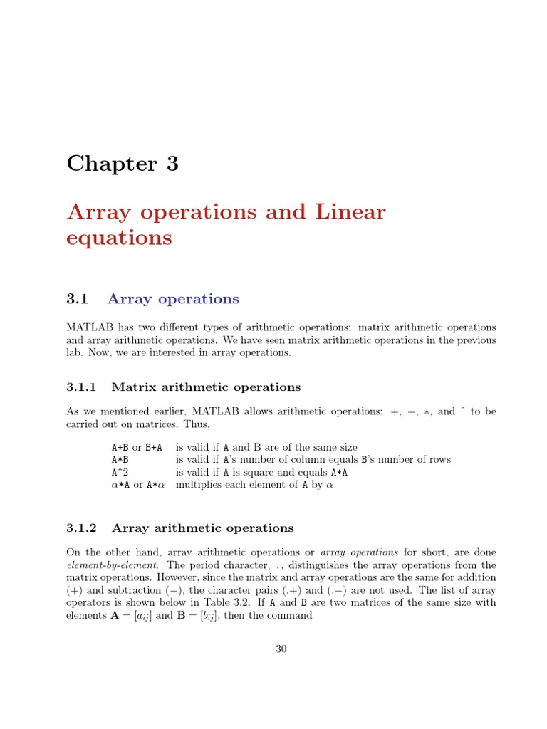 Array Operations and Linear Equations | Download Free PDF | Matrix ...
