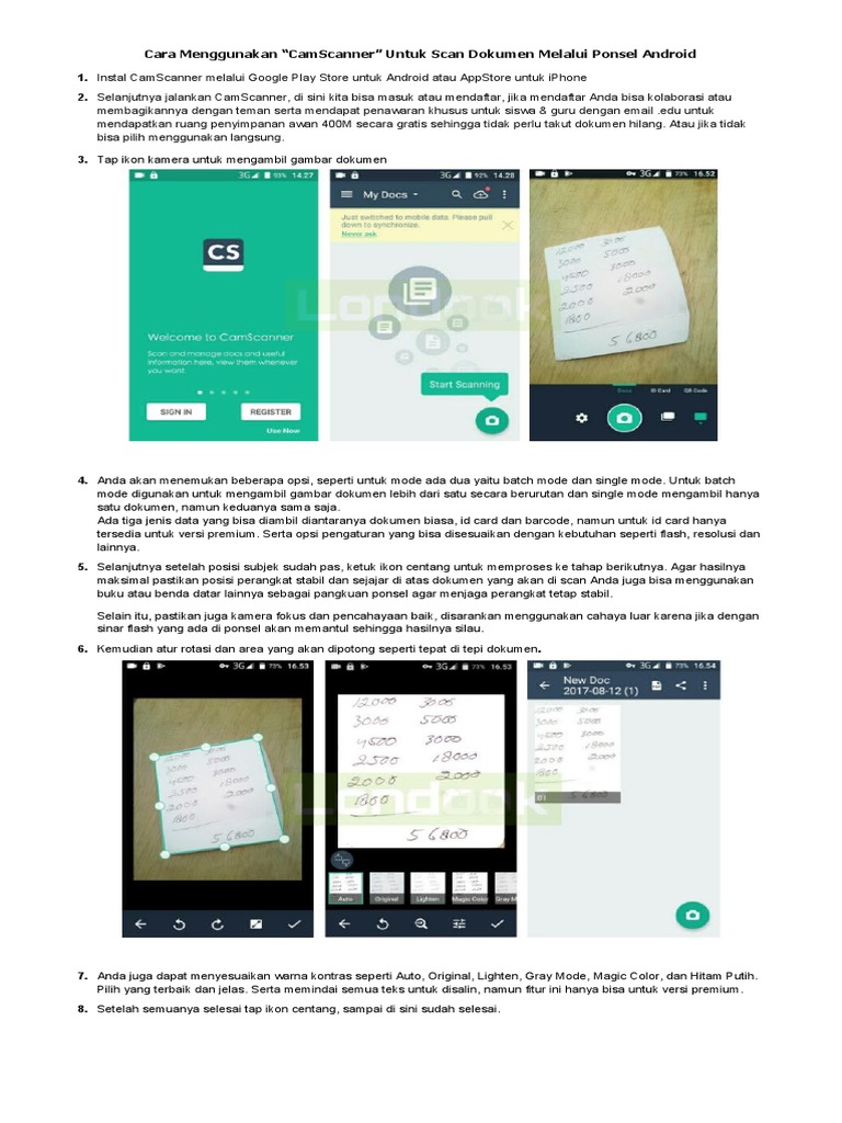 Cara Menggunakan Camscanner | PDF