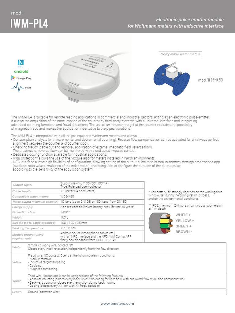 Iwm-Pl4: Electronic Pulse Emitter Module For Woltmann Meters With ...