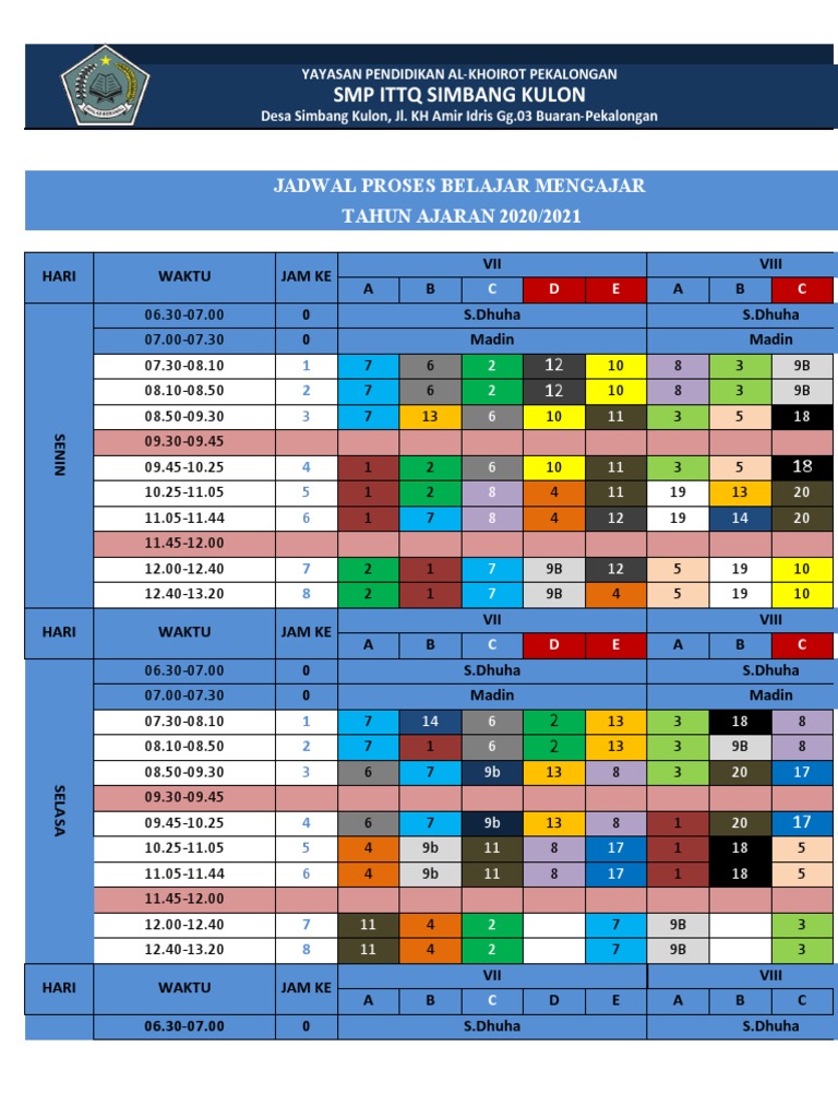 Jadwal Pelajaran SMP | PDF | Indonesia