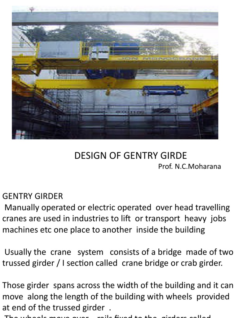 Design of Gentry Girder | PDF | Crane (Machine) | Structural Load