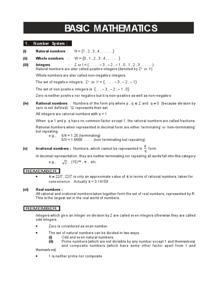Basic Maths PDF | PDF | Set (Mathematics) | Numbers