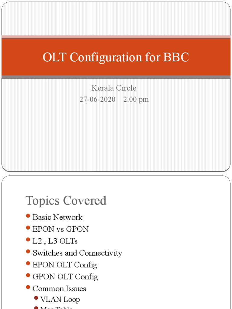 FTTH OLT Configuration | PDF | Fiber To The X | Network Architecture