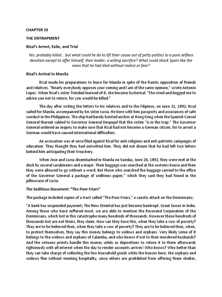The Entrapment and Exile of Jose Rizal: A Summary of His Arrest, Time ...