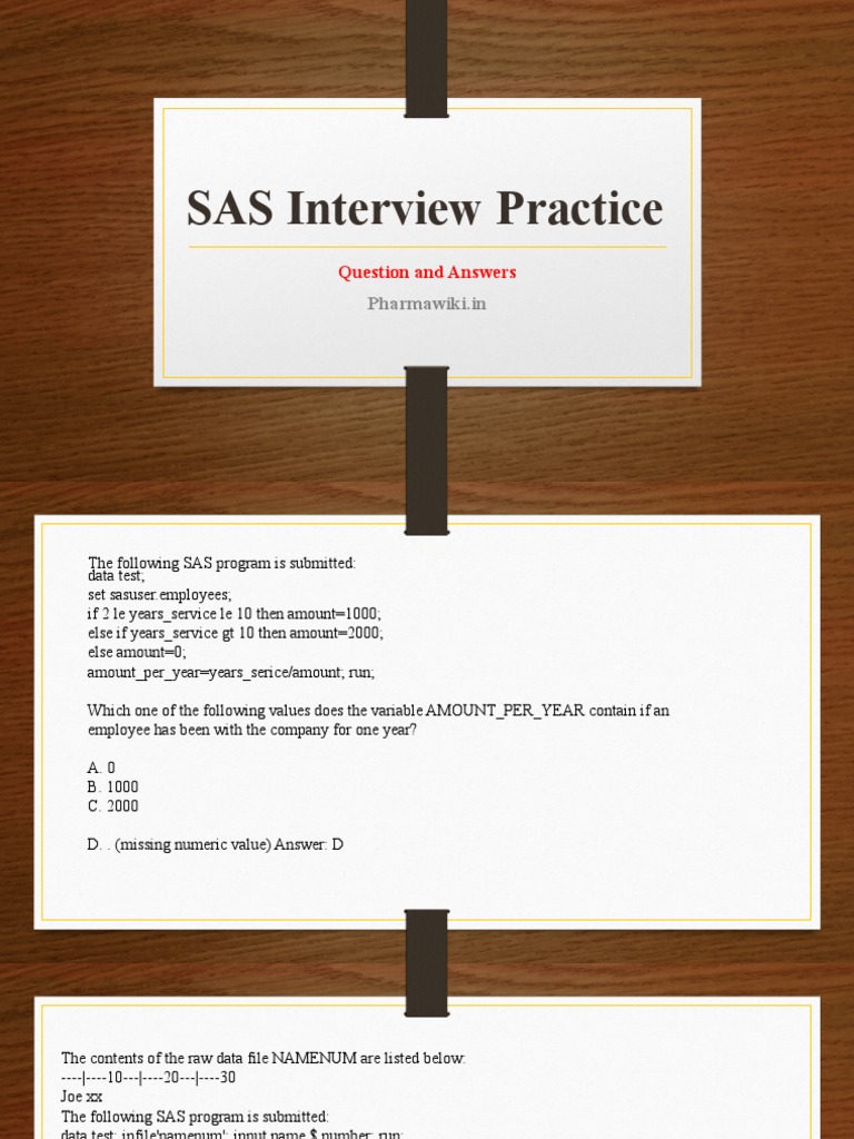 SAS Interview Practice Question With Answers | PDF | Sas (Software) | Mean