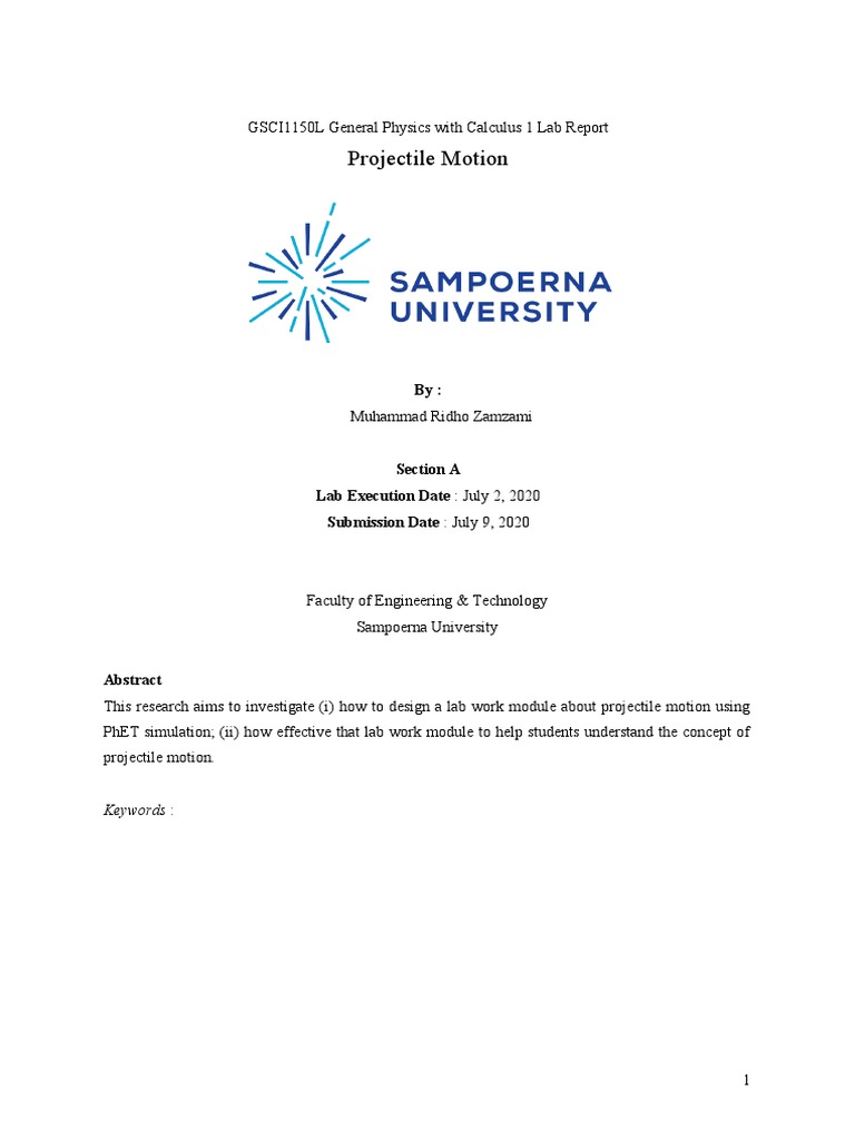 Projectile Motion: Cover Sheet | PDF | Euclidean Vector | Cartesian ...