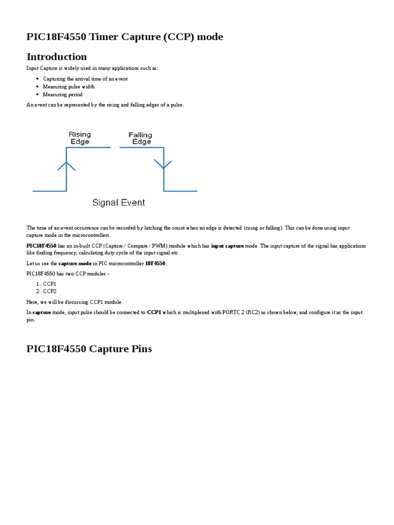 PIC18F4550 Timer Capture (CCP) mode Explained | PDF | Timer | Telecommunications Engineering