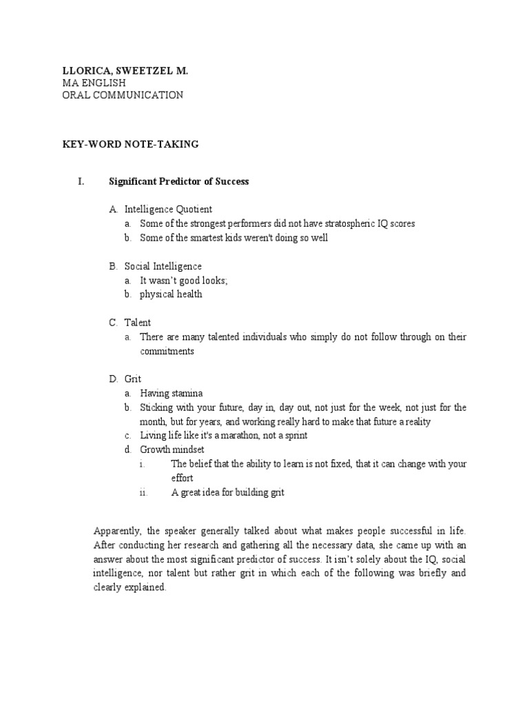 Llorica Notetaking | PDF | Career & Growth