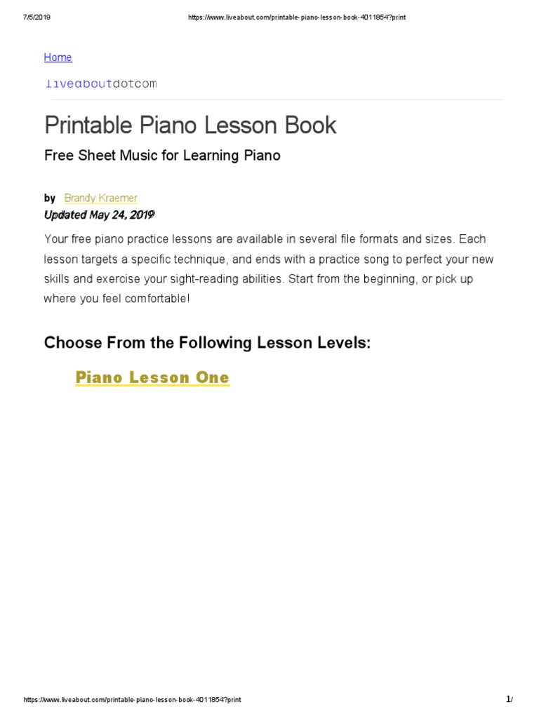 Piano Lesson | PDF | Chord (Music) | Piano
