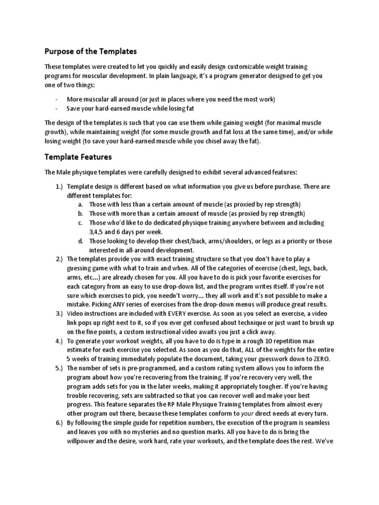 MPT Intro To Templates | PDF | Muscle | Sports