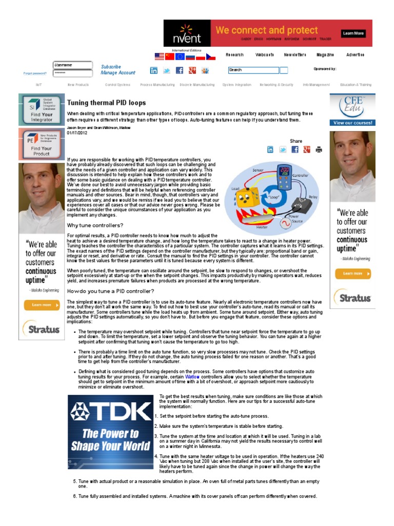 Tuning Thermal PID Loops - Control Engineering | PDF | Control Theory ...