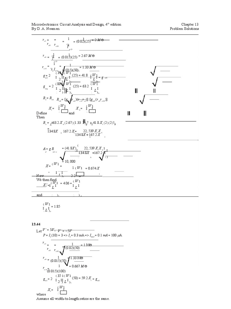 Microelectronics: Circuit Analysis and Design, 4 Edition by D. A. Neamen Problem Solutions | PDF ...