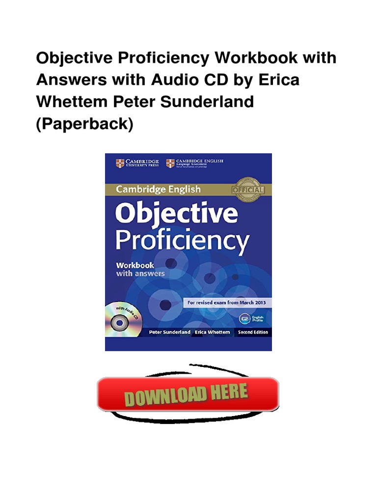 Objective Proficiency Workbook With Answers With Audio CD by Erica ...