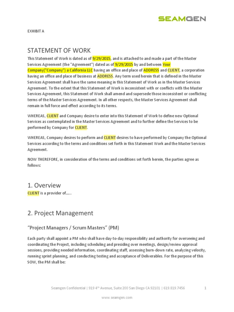 Statement of Work outlining a mobile and web application development ...