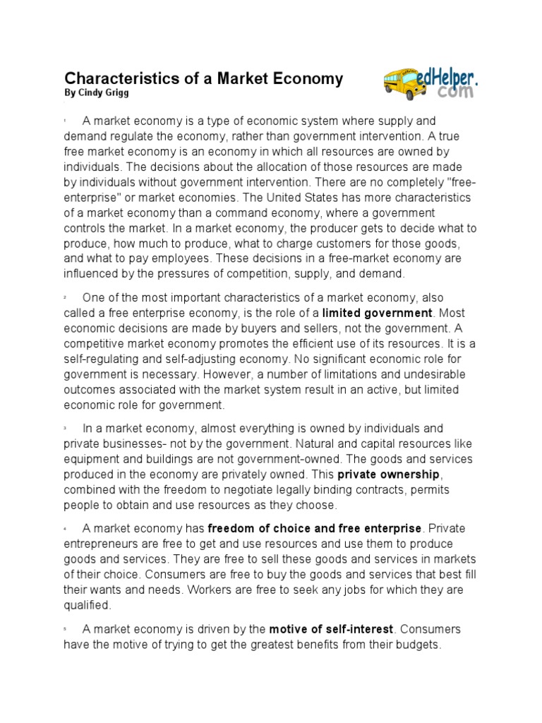 Key Characteristics of Market Economy | PDF | Market Economy | Economic ...