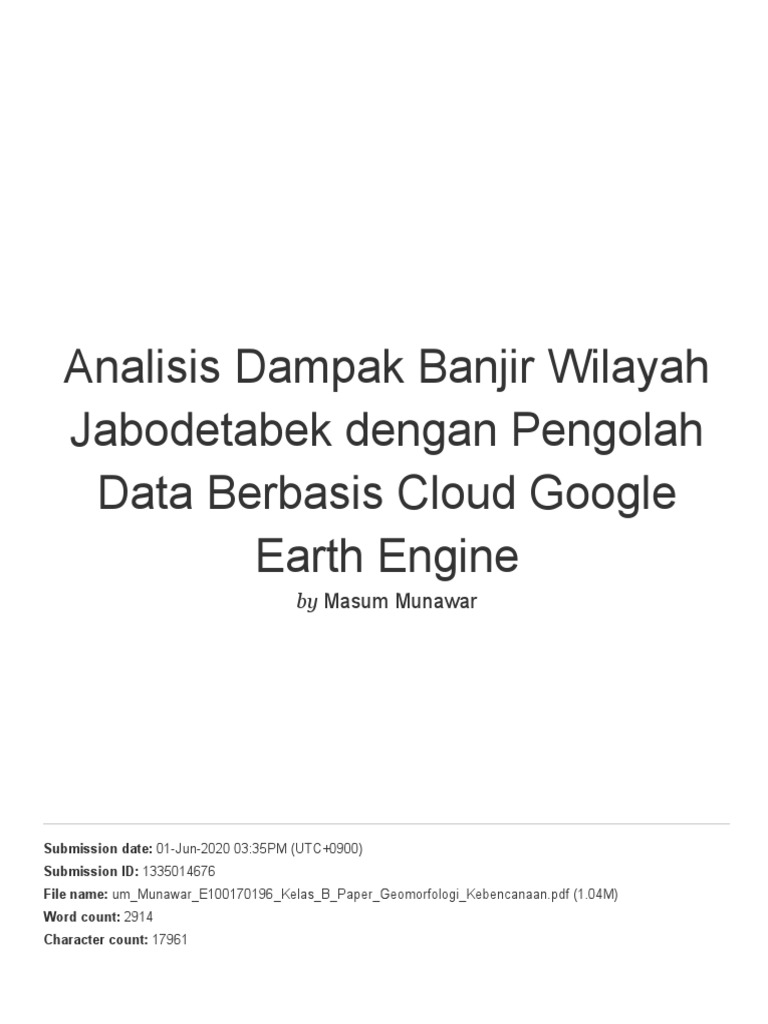 Analisis Dampak Banjir Wilayah Jabodetabek Dengan Pengolah Data Berbasis Cloud Google Earth ...