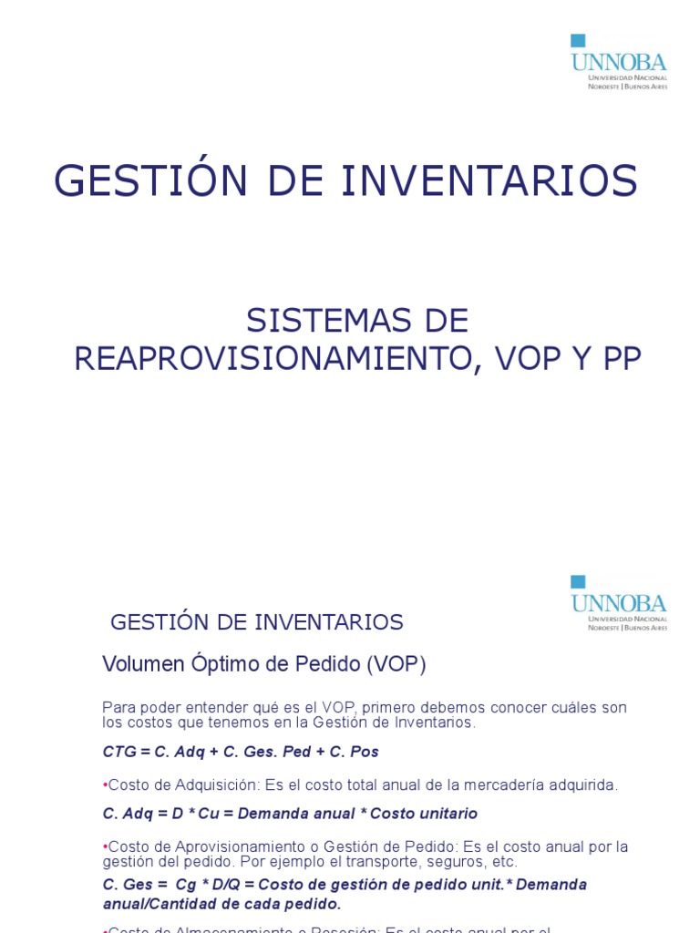 Gestión de Inventarios (Sistemas de Reposición de Stock) | PDF ...