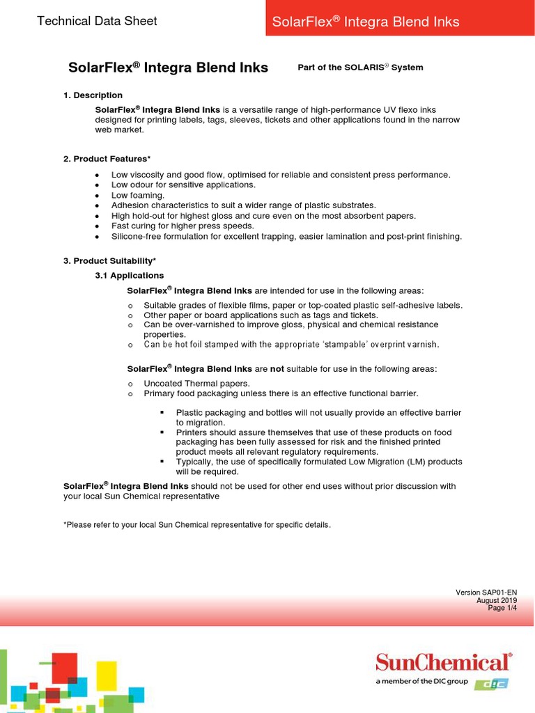 SolarFlex Integra Blend TDS | PDF | Ink | Materials